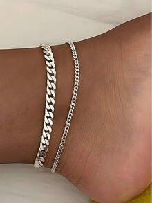 1pc Personalized Metal Anklet, Niche Multilayer Design, Minimalist ...