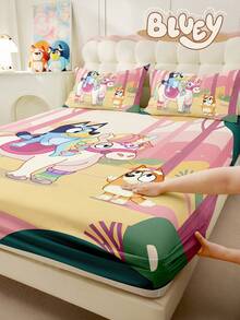 Bluey 1pc Bluey Fitted Sheet, Bluey's Fairy Tale Forest Pattern Bedding ...