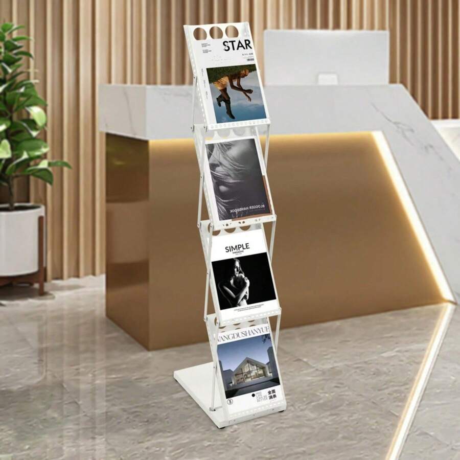 Folding Brochure Stand A4 Catalogue Stand Brochure Holder 4 Tier Shelf ...