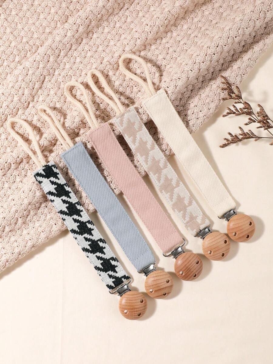1pc Pacifier Chain, Baby Fashion Pacifier Clip Chain With 3-Hole Wooden ...