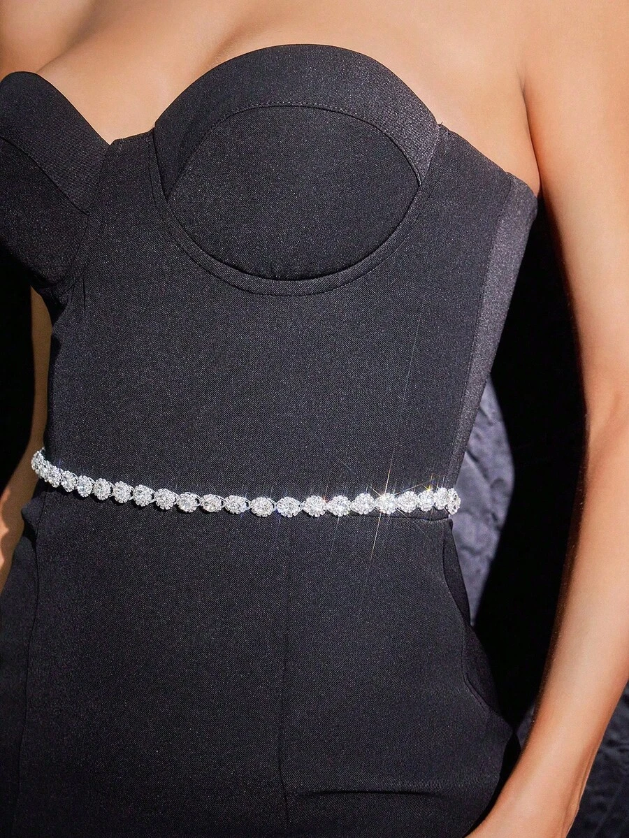 1pc Women's Luxury Rhinestone Decor Cinch Waist Chain, Suitable For ...