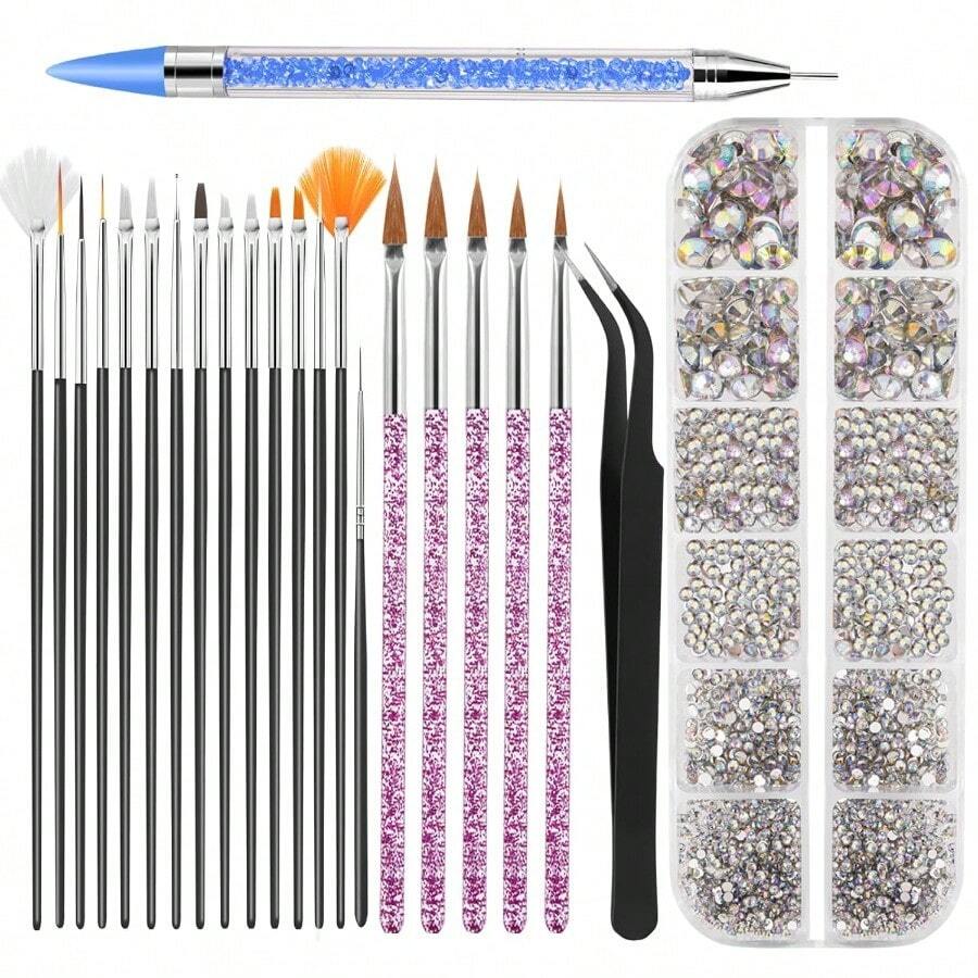 Nail Design KitNail Brushes Nail Rhinestones Crystal AB Rhinestone Pick ...