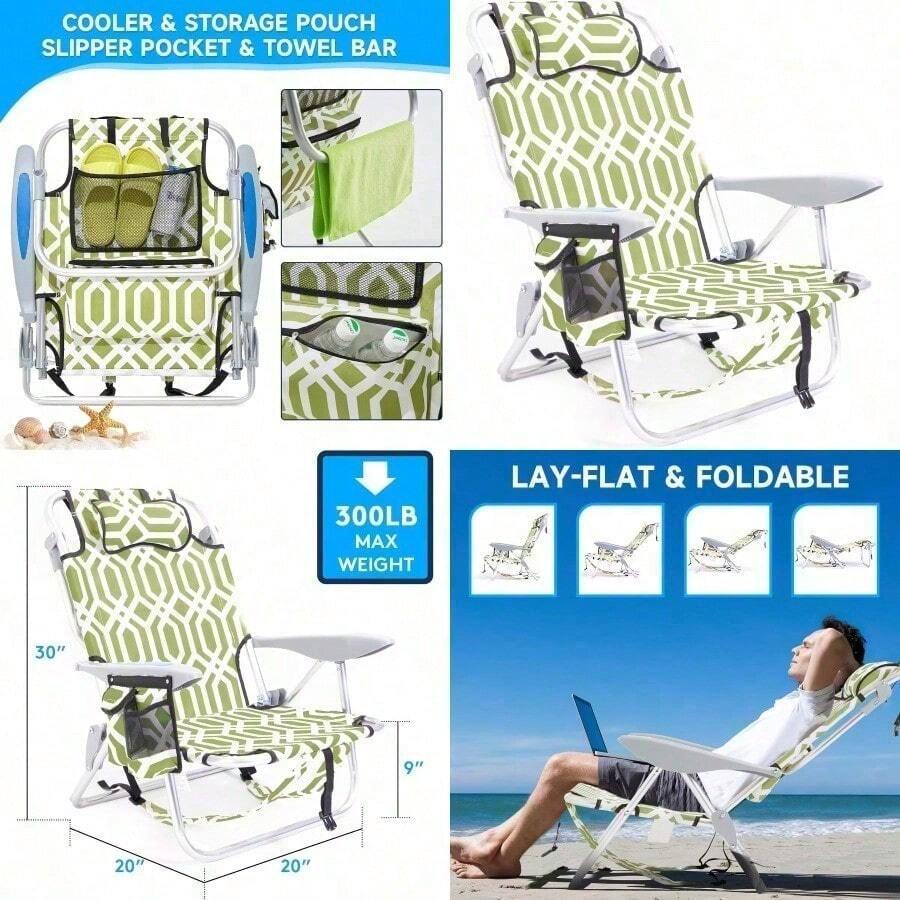 Portable Beach Chair For Adults Outdoor Lightweight Camping Chair Lay ...