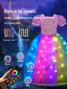 Light Up Princess Dress For Girls Halloween Costumes, Kids Party Dress ...