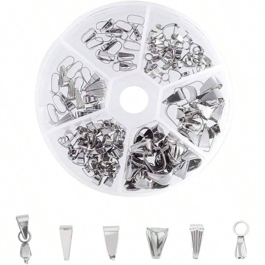 UNICRAFTALE 120pcs 6 Sizes 304 Stainless Steel Pendant Pinch Bails Ice ...