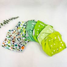 7pcs Printed & Solid Color Reusable Cloth Diapers, Soft Fleece Lining ...