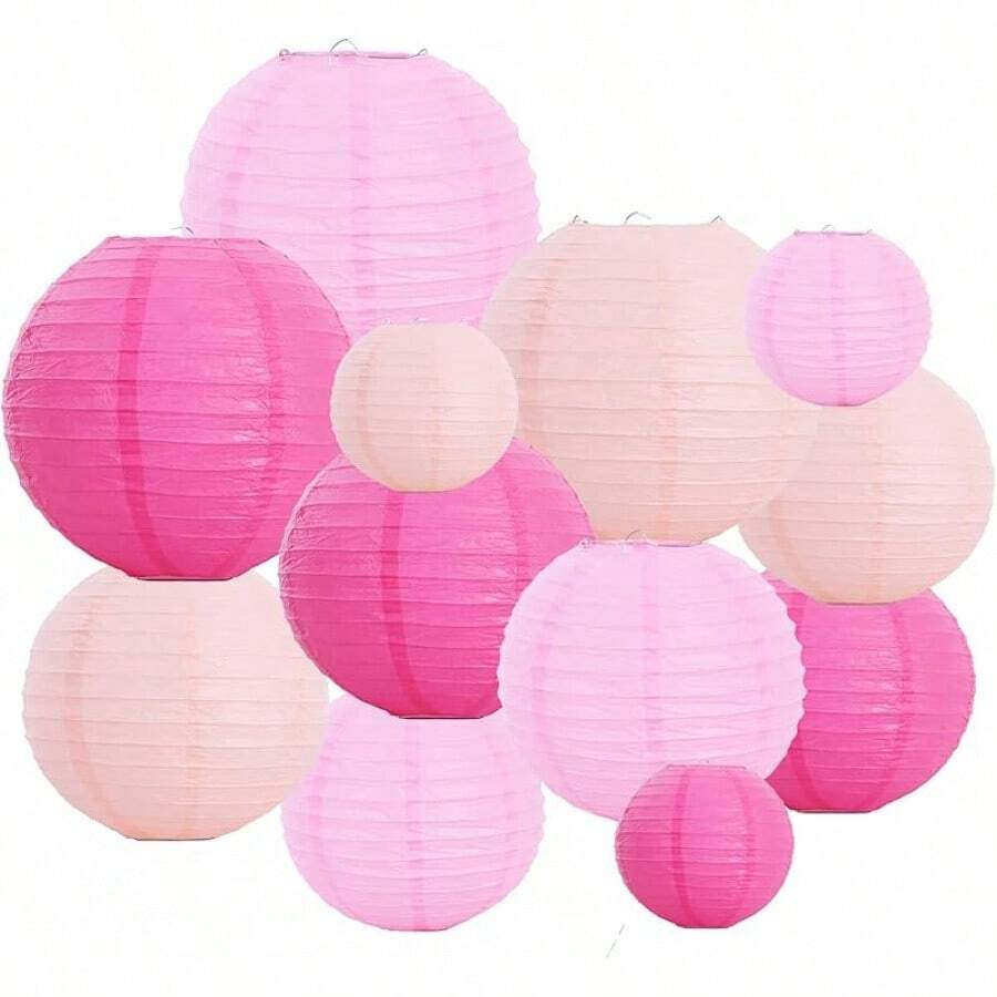 10-Inch Red Round Paper Lanterns Decorative Hanging Asia Japanese Paper ...