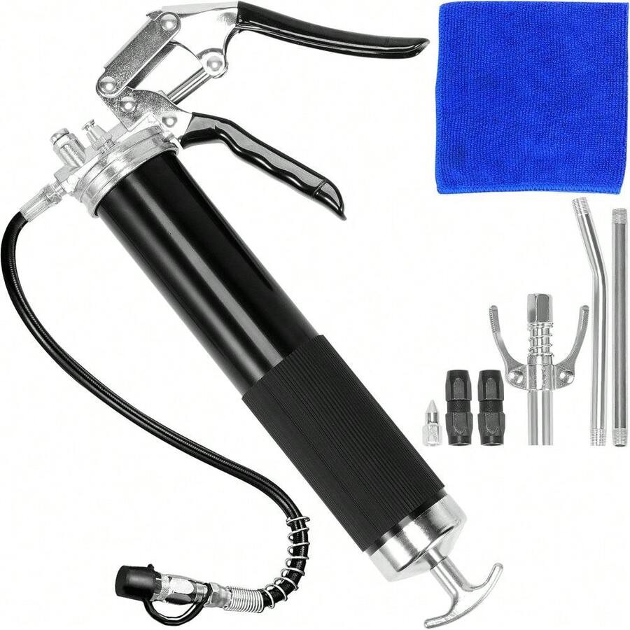 Heavy-Duty Manual Pistol Grip Grease Gun - 6000 PSI, 14oz Capacity With ...