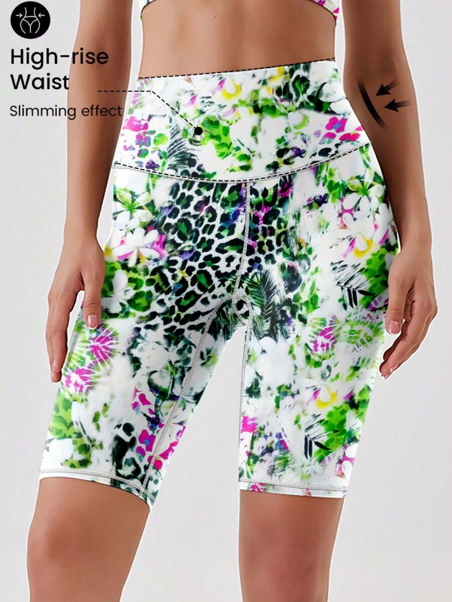 1pc Women High Waisted Compression Shorts, Tight Fitting Yoga/Running ...