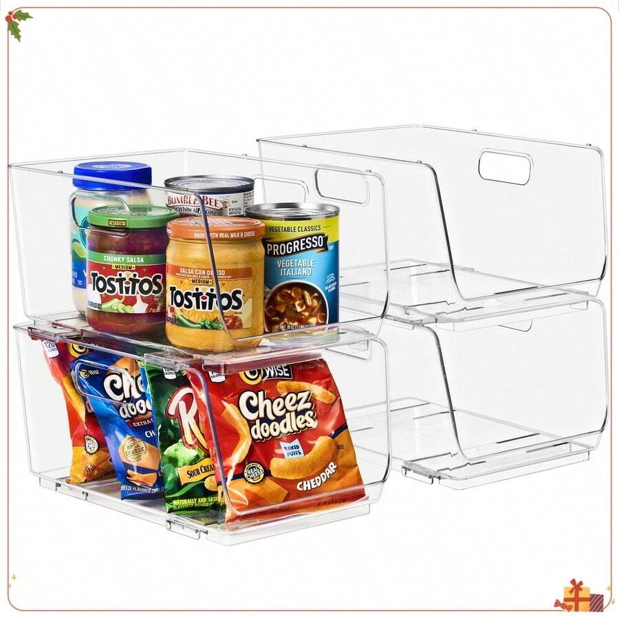 Stackable Storage Bins Open Front Clear Acrylic Bins For Pantry Kitchen ...