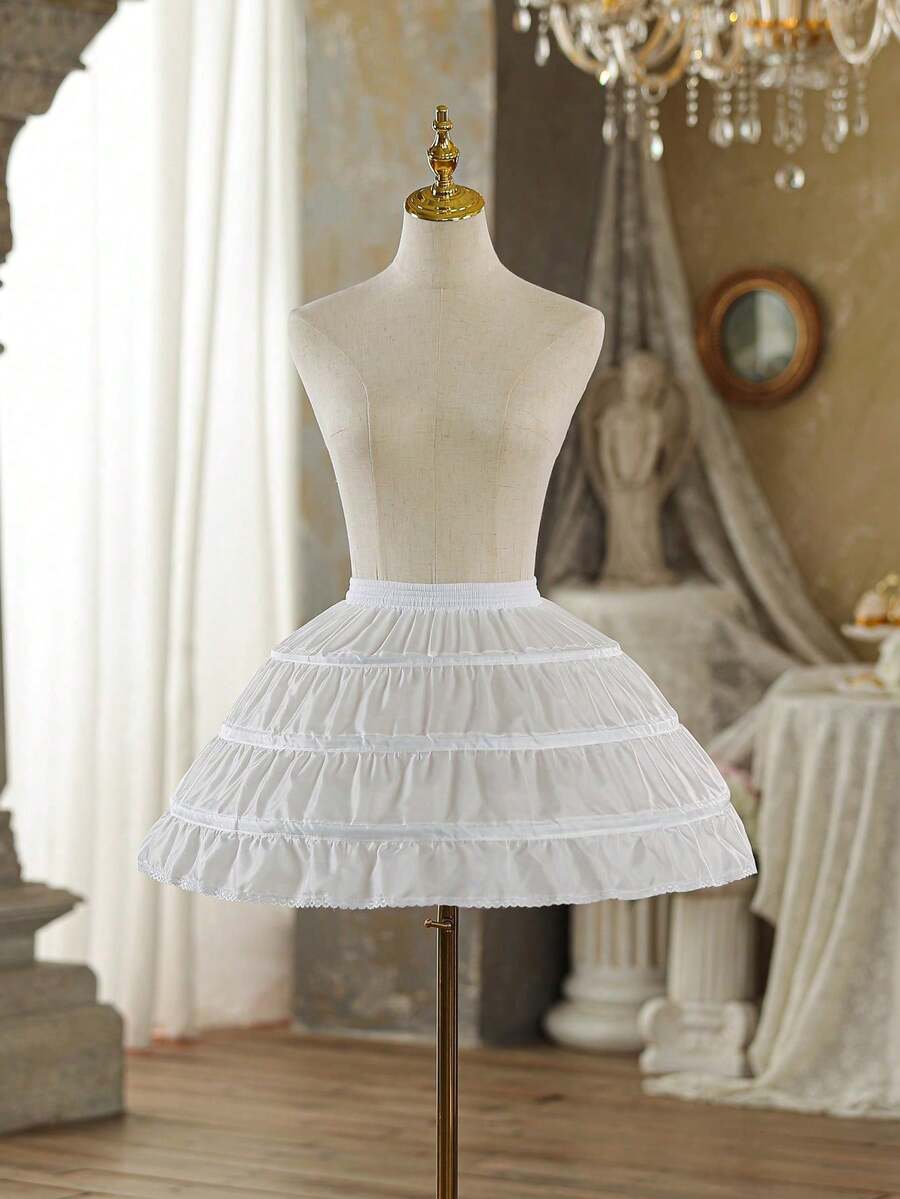 1pc White Layered Petticoat Crinoline, 45cm 3 Steel Hoop, Costume Skirt ...