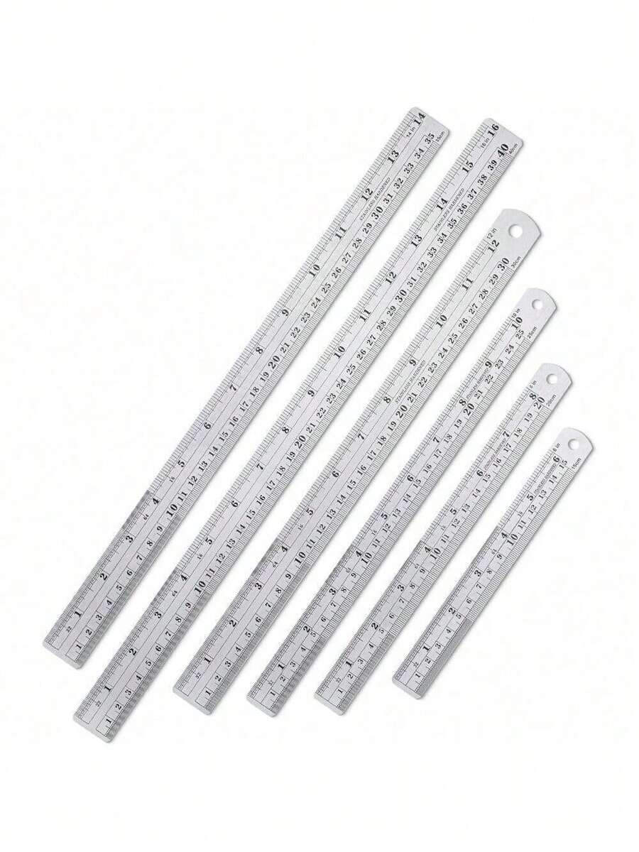 Stainless Steel Ruler Set, 3 Pack Metal Rulers 6", 12", 16" With ...