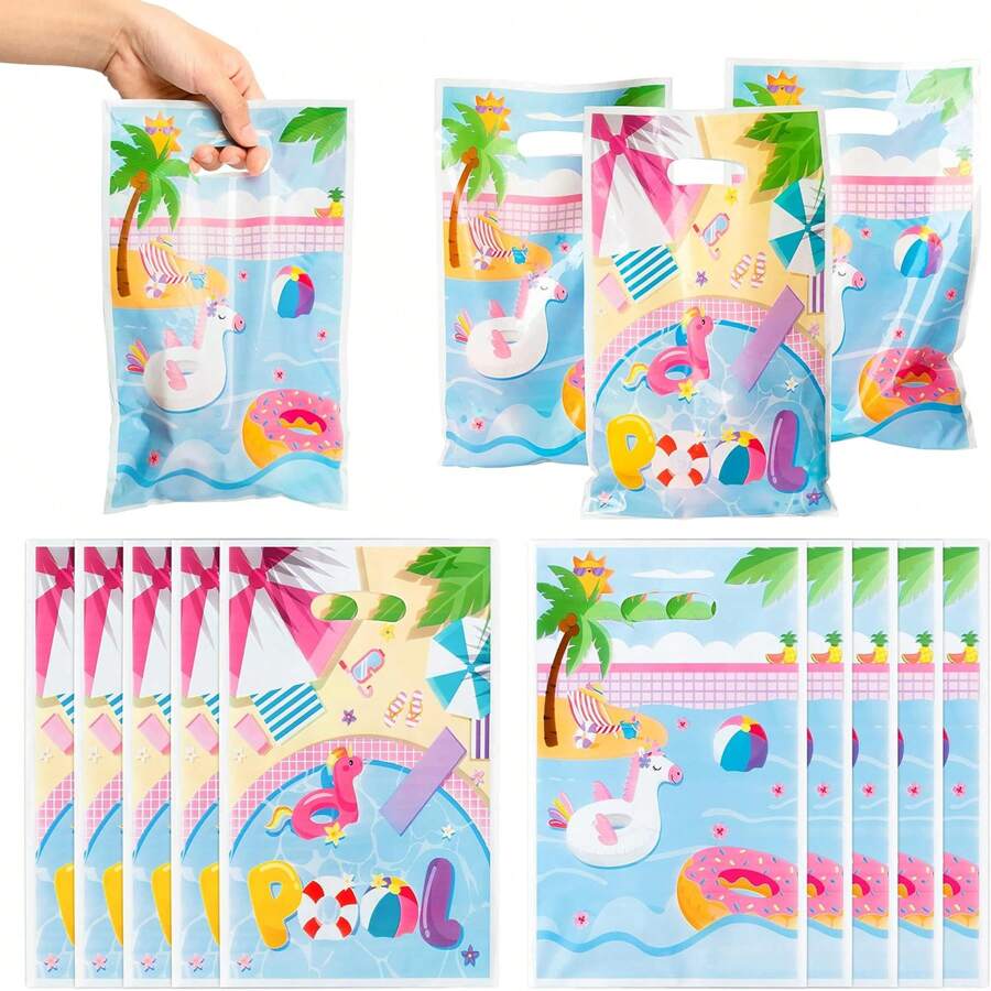 10pcs/30pcs/50pcs Pink Summer Pool Party Favor Bags, Beach Ball Theme ...