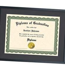 Picture Frame 11x15 Diploma Frame With Black Mat Solid Wood Displays ...