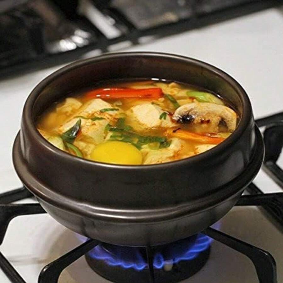 Korean Stone Bowl (Dolsot) Sizzling Hot Pot For Bibimbap And Soup ...
