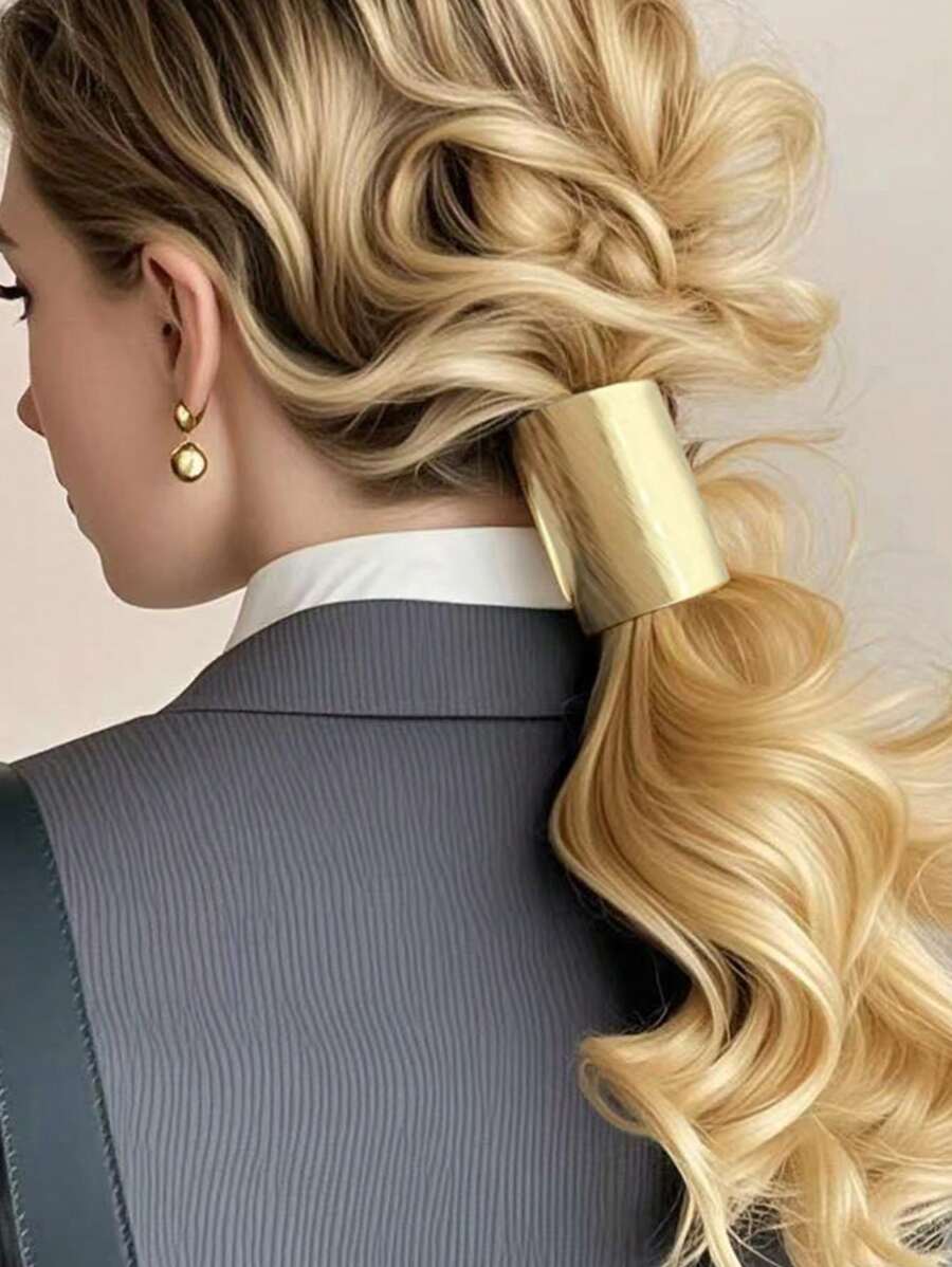 1pc Metal Cylinder Textured Lava Insert Hair Claw Clip, Suitable For ...