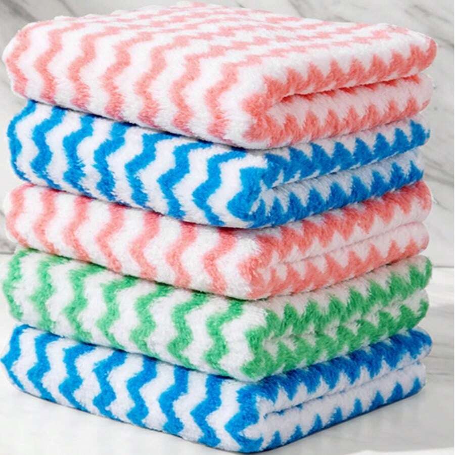 Rag Thickened Coral Fleece Water Corrugated Rag Kitchen Rainbow ...