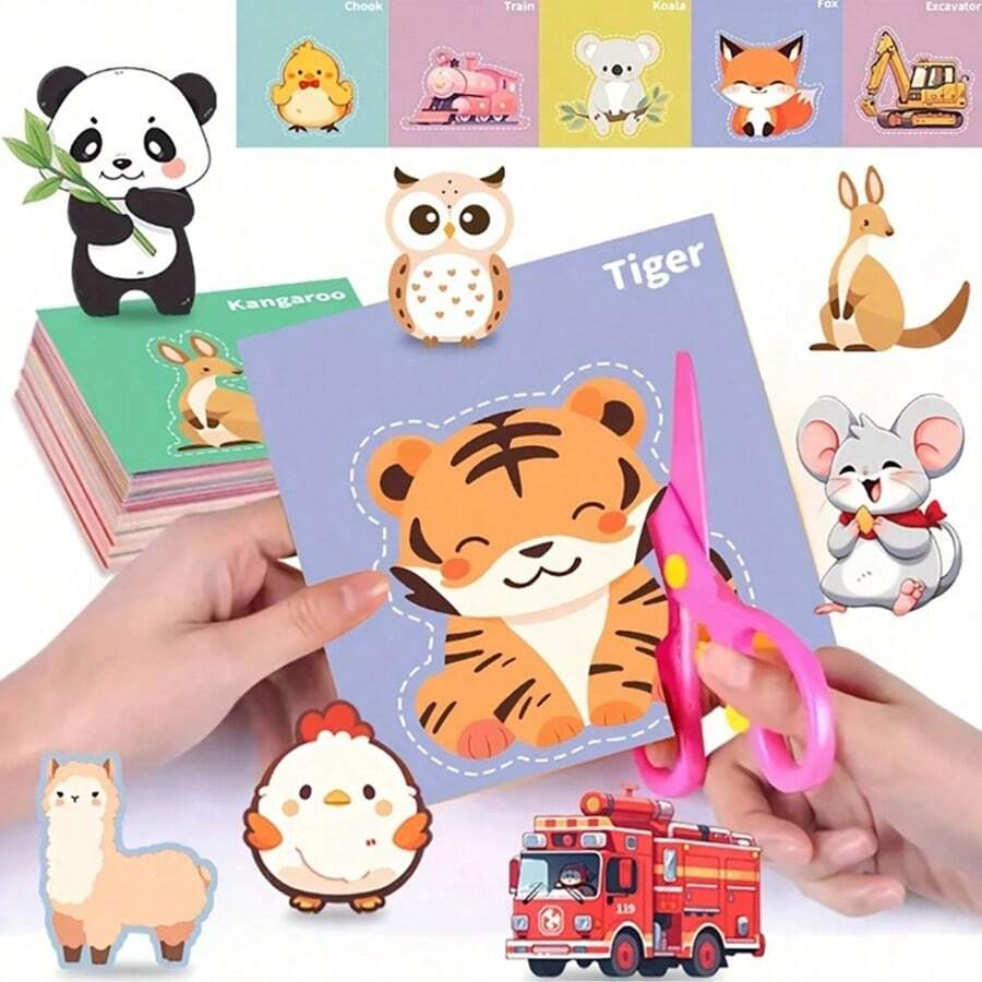 120Sheets/Set Kids DIY Paper-Cutting Art Kit With Safe Scissors, 10 Pcs ...
