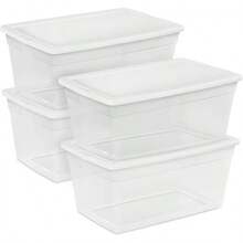 Sterilite 12-Pack 6 Quart Storage Box, Stackable Clear Plastic Bins ...