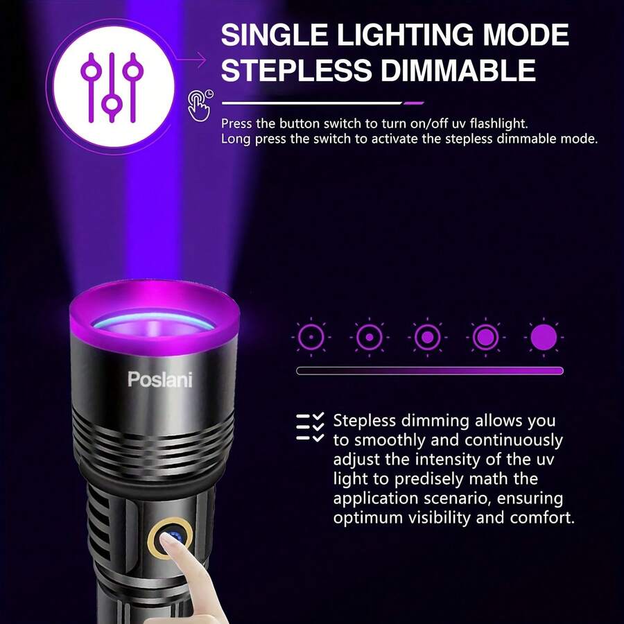 Poslani Poslani 20W Powerful UV Flashlight, 365nm Black Light USB ...