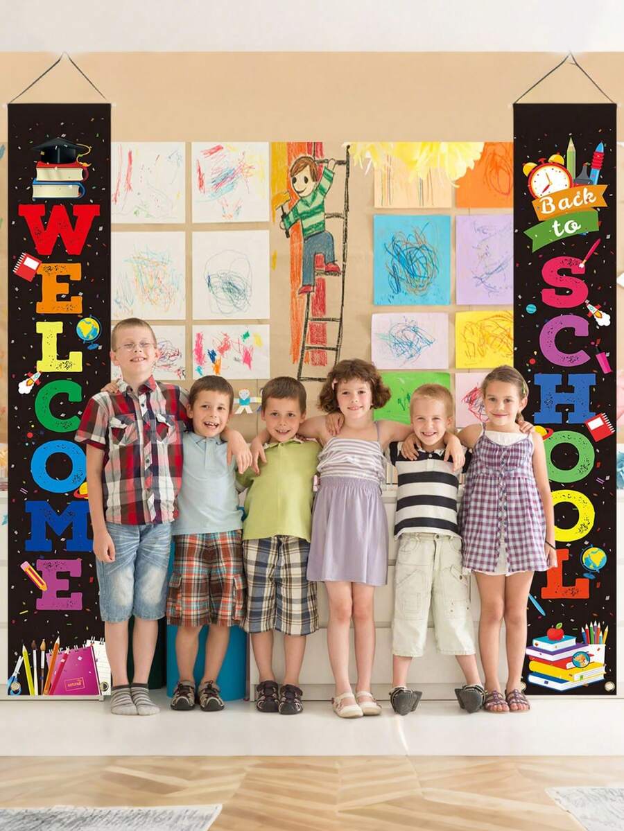 Back To School Banner Welcome Banner First Day Of School Hanging Fabric ...