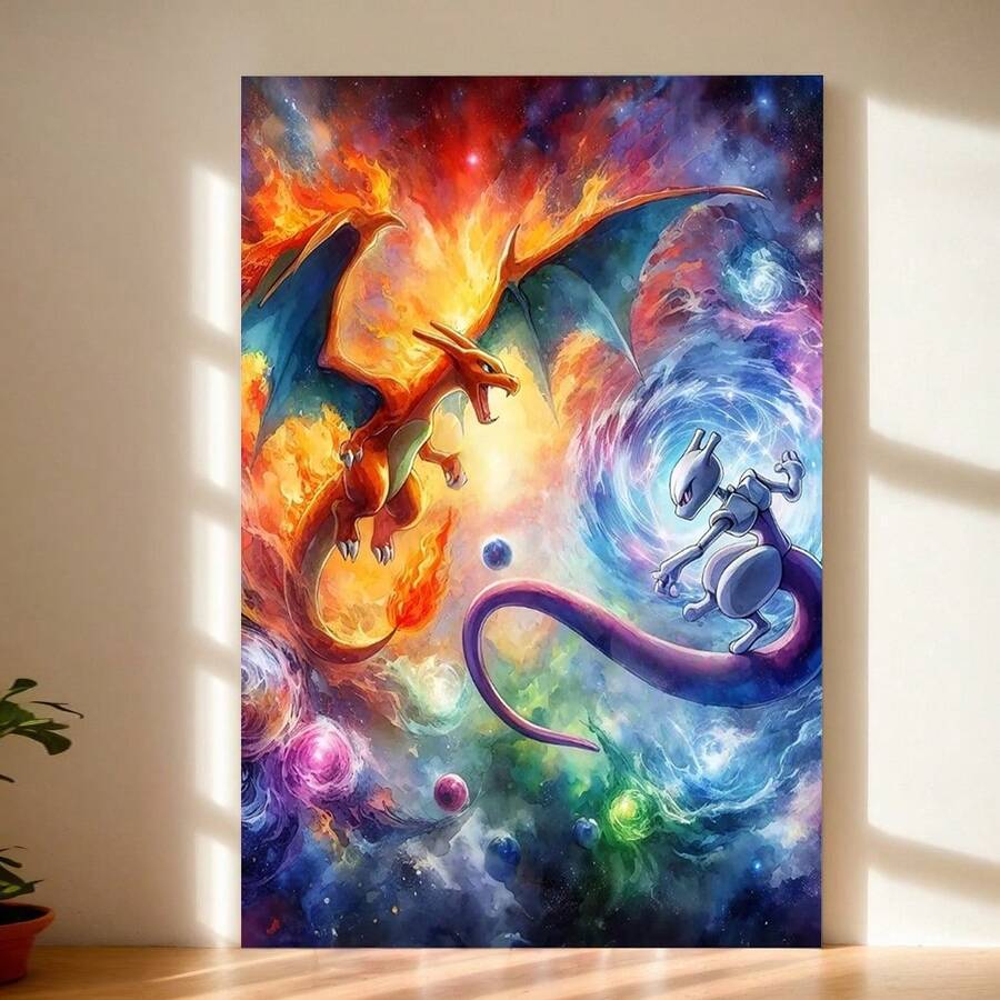 Canvas Poster Framed Canvas Poster Poster, Charizard Poster, Mewtwo ...