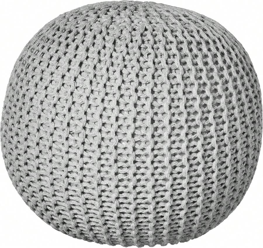 Round Knit Pouf, Light Grey | SHEIN USA