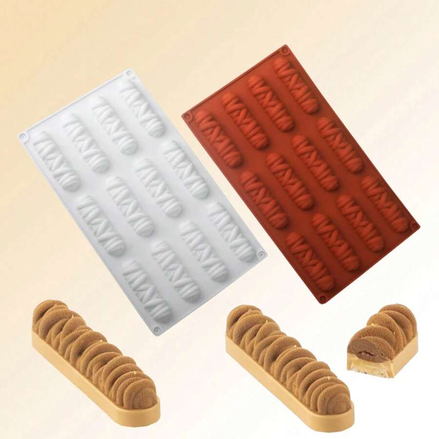 12 Cells Long Stripy Lines Winding Texture Design Mousse Cake Mold ...