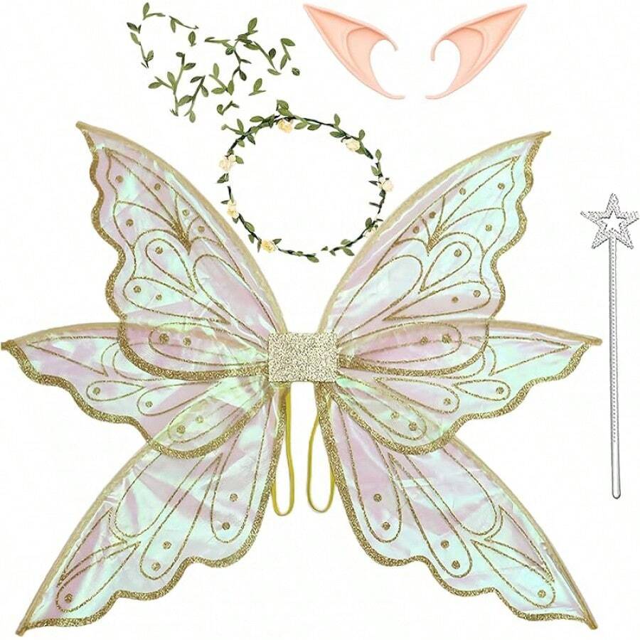 Large Gold Fairy Wings Adults Dress Up Sparkling Sheer Wings Fairy ...