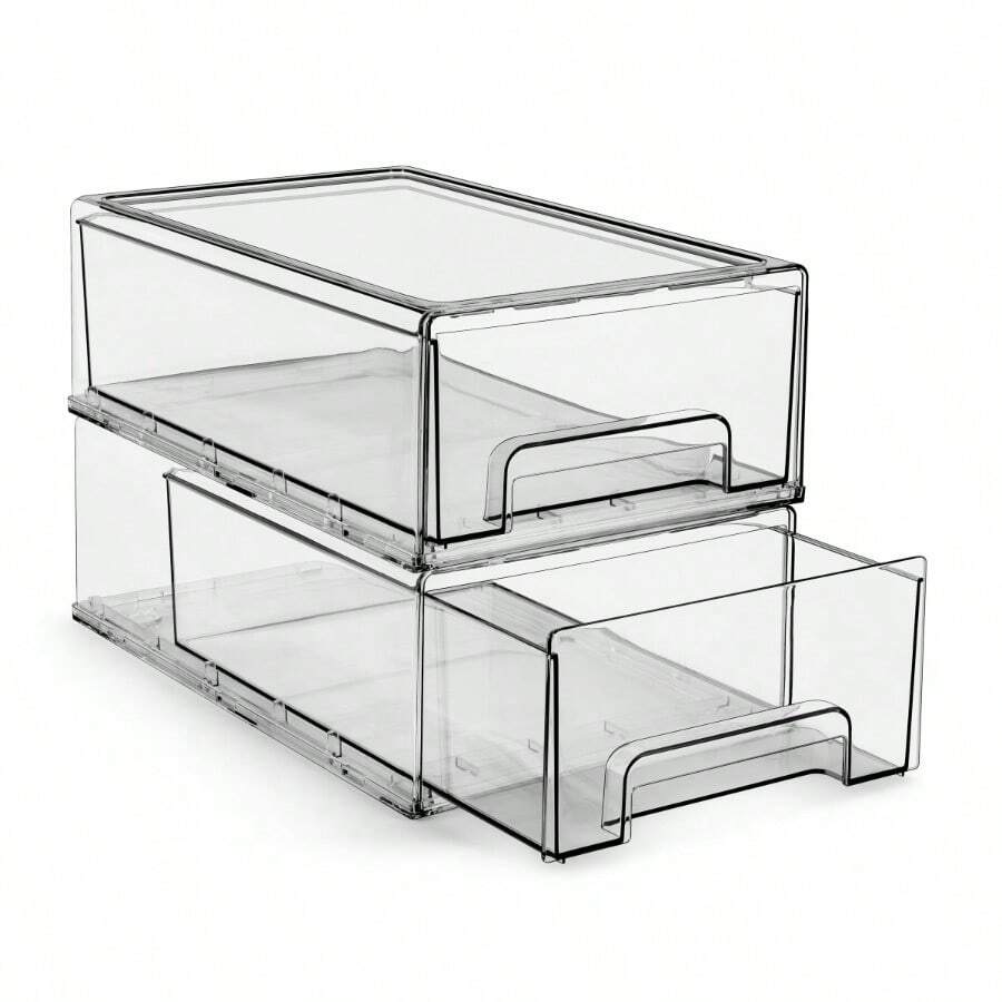 Medium Pull Out Organizer Bins Clear Stackable Storage Drawers For ...