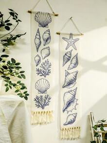 1Pc Coastal Seashell Wall Hanging Tapestry, Nautical Beach Decor, Coral ...