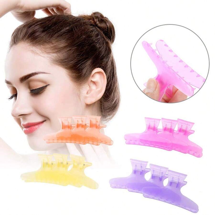 12 Pieces Of Crystal Four-Color Bow Hair Clip, For Hair Parting Clip ...