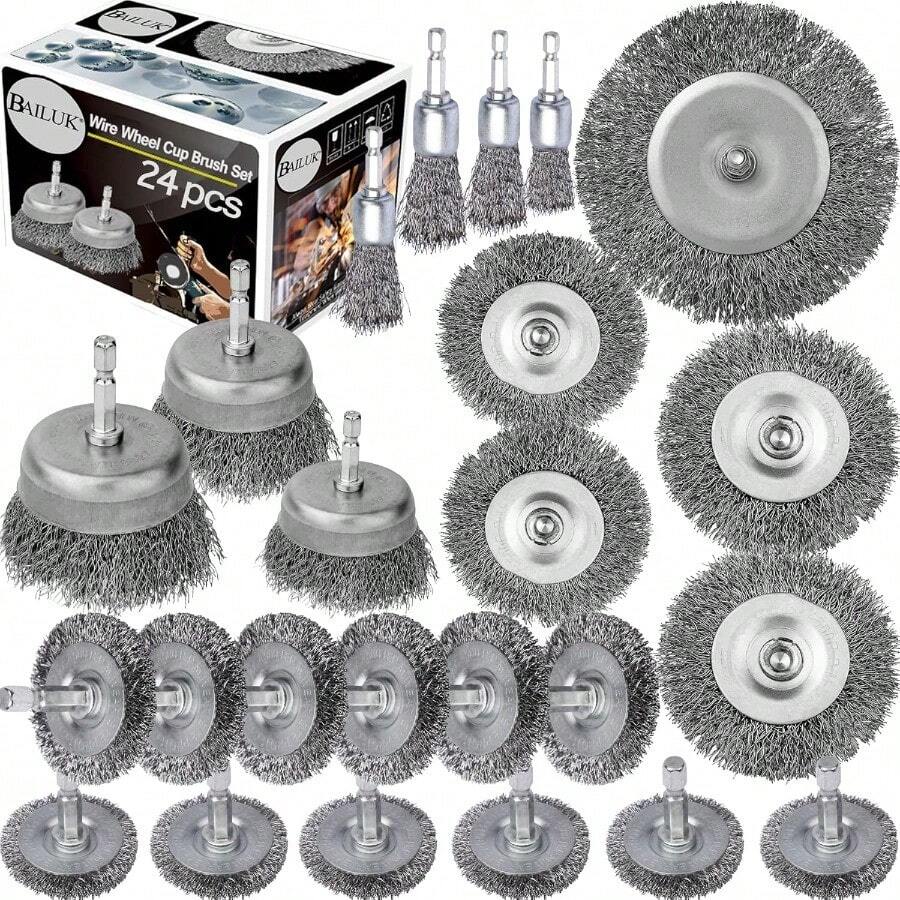 Wire Wheel Cup Brush Set0.012Inch Coarse Crimped Carbon Steel Die ...