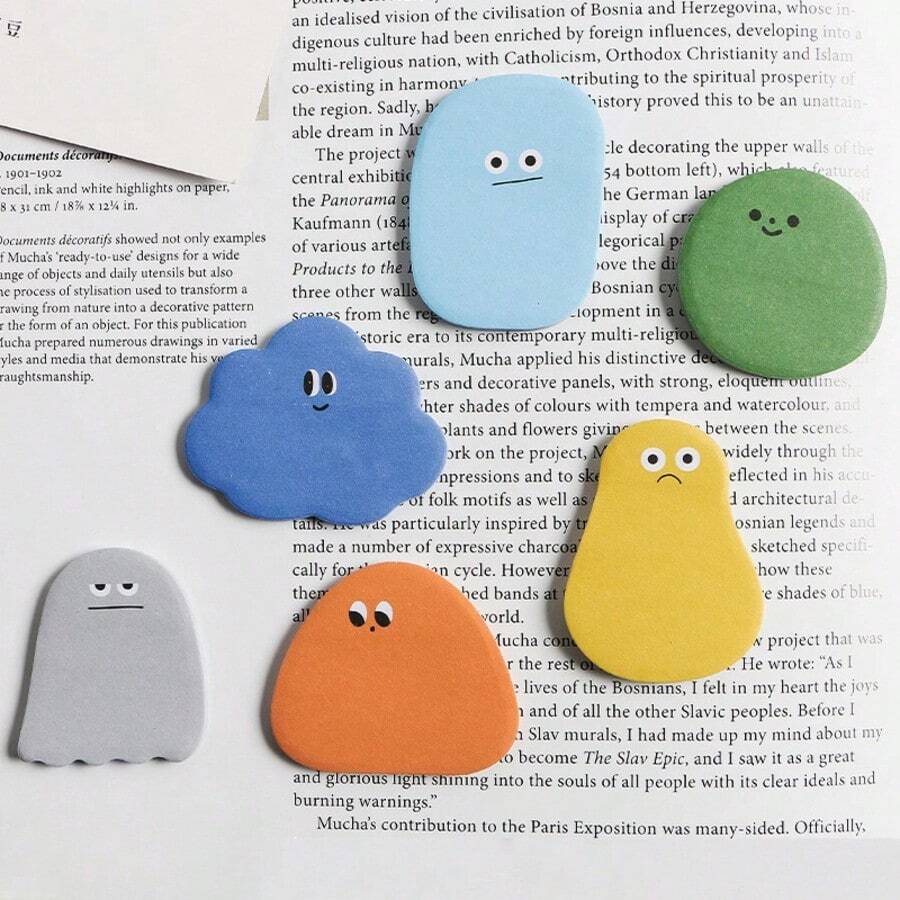 6 Stück süße Haftnotizen. Cartoon Jelly Bean Serie kreative abnehmbare ...