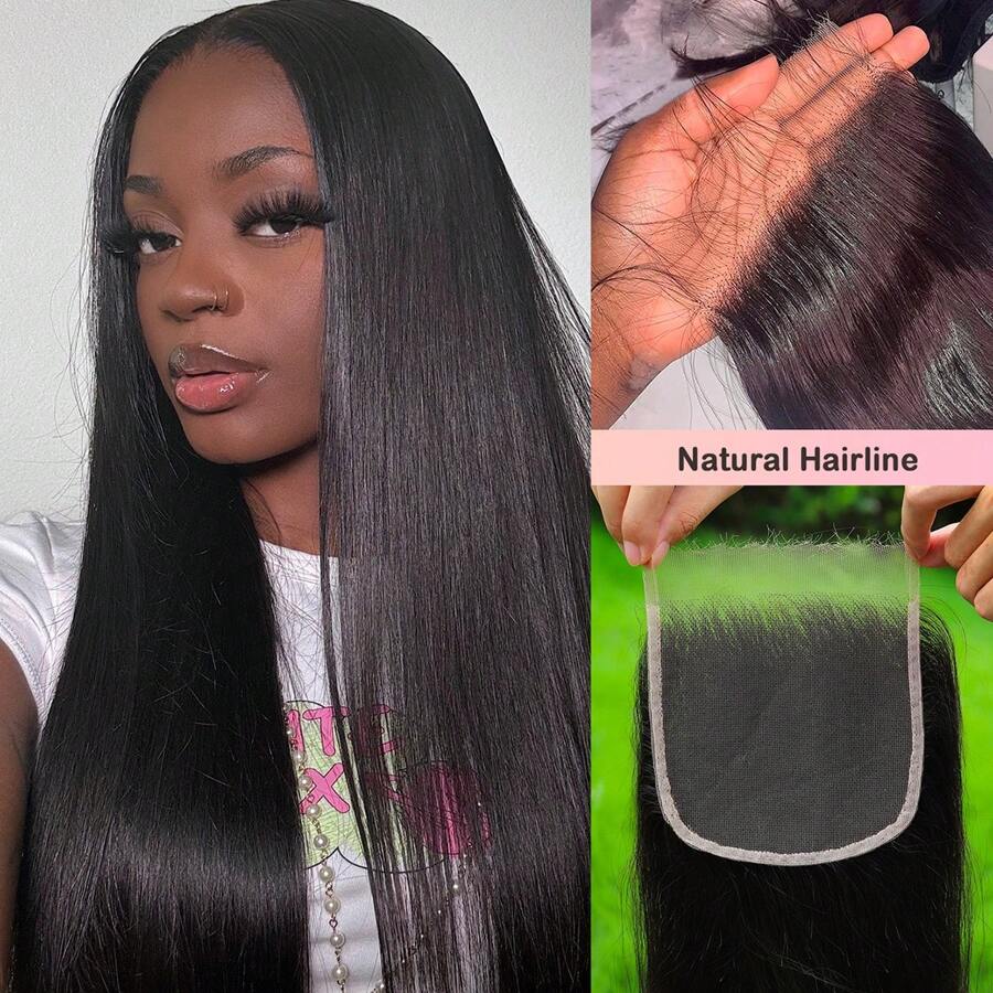 WOWANGEL 5X5 HD Lace Closure Human Hair Extensions 10A Brazilian Virgin ...
