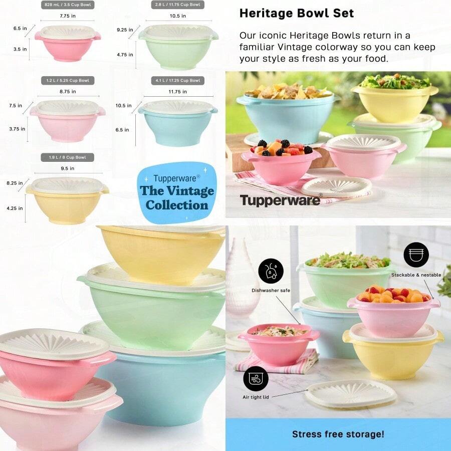 Tupperware Heritage Collection 10 Piece Storage Container Set In ...