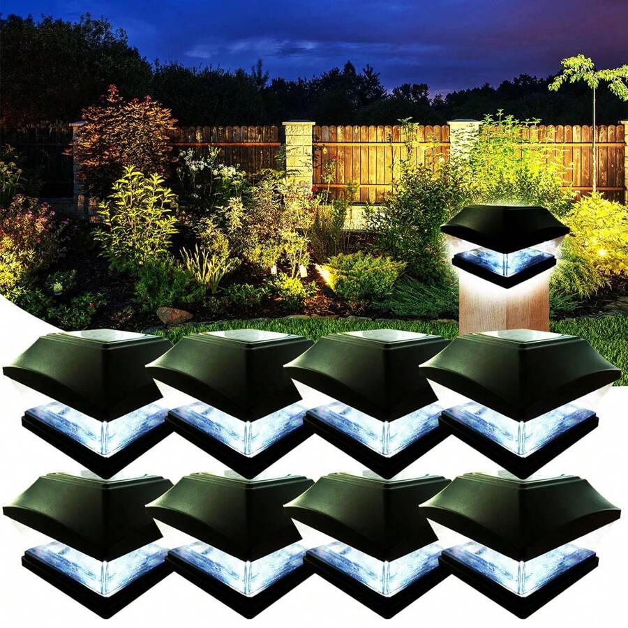 8 Packages Solar LED Post Lights Garden Outdoor Cap Lamp For Wooden ...