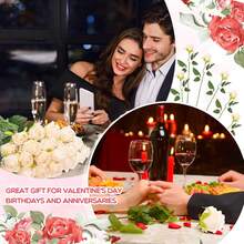 50 Pcs Artificial Rose Flower Realistic Silk Roses With Stem Bouquet Of ...