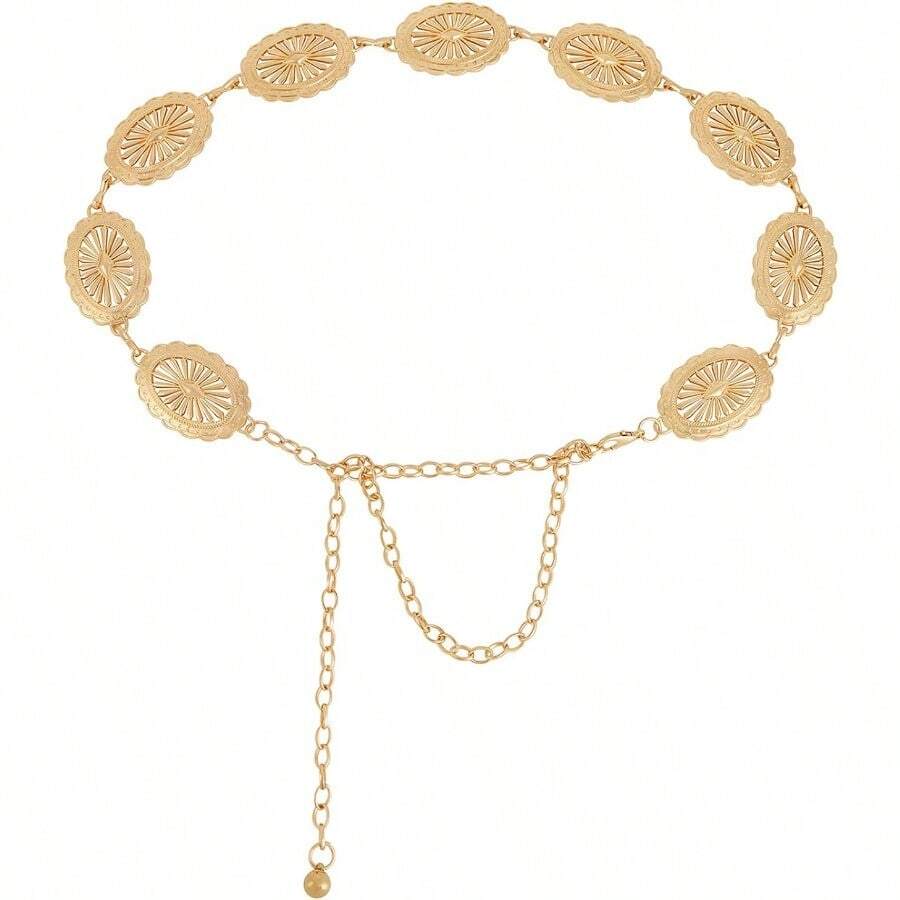 American Womens Western Belts Metal Chain Belt Country Cow Belt Waist ...