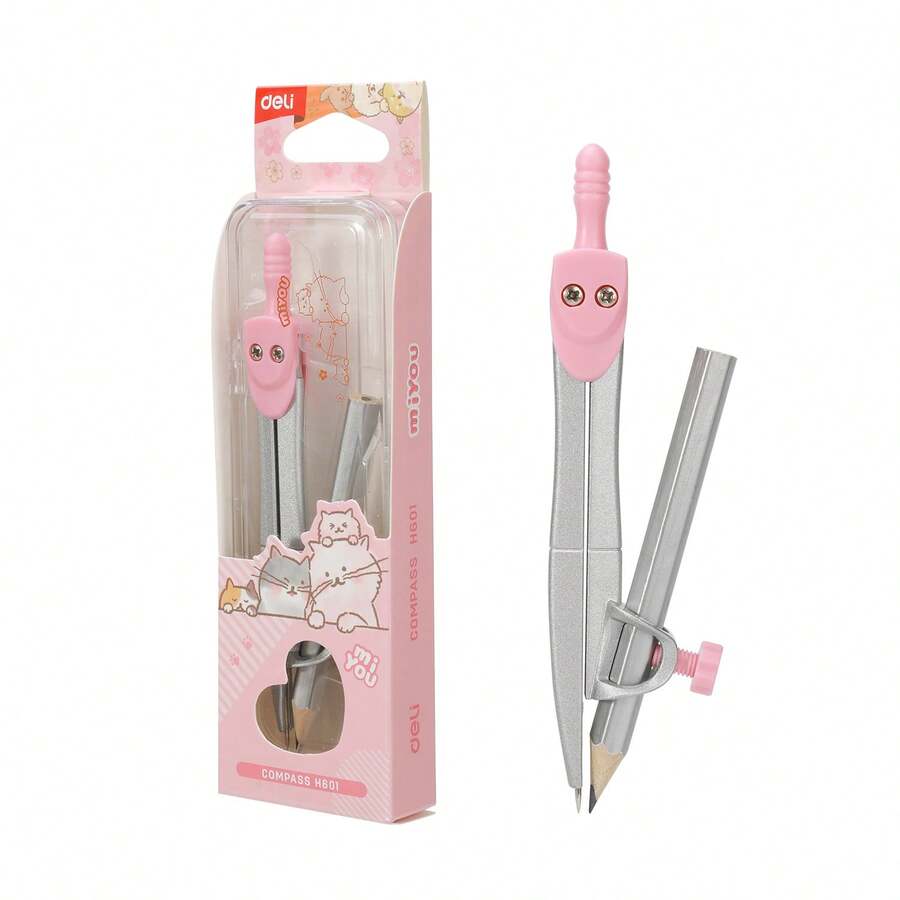 Compás de color plata y rosa de Deli, compás con lápiz intercambiable ...