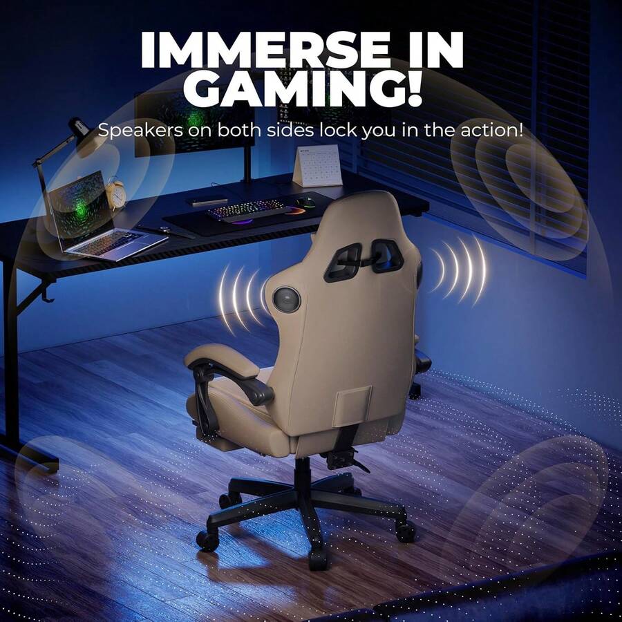 Gaming Chair With Speakers, Video Game Chairs With Footrest, PC Gamer ...