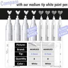 AKARUED White Paint Pen Acrylic Marker: 8 Pack 0.7mm White Paint Marker ...