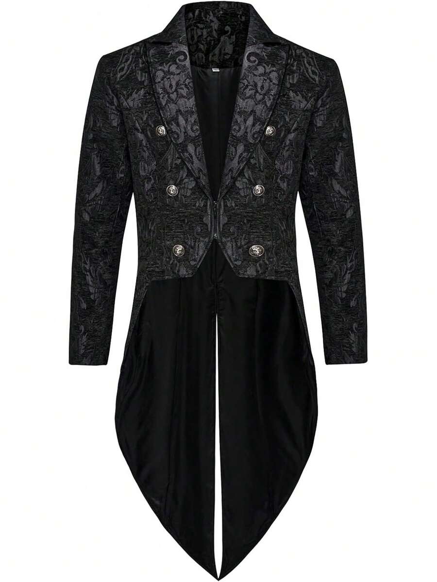 Men's Suit Jacket, Gothic Steampunk Tailcoat Jacket, Black Brocade ...