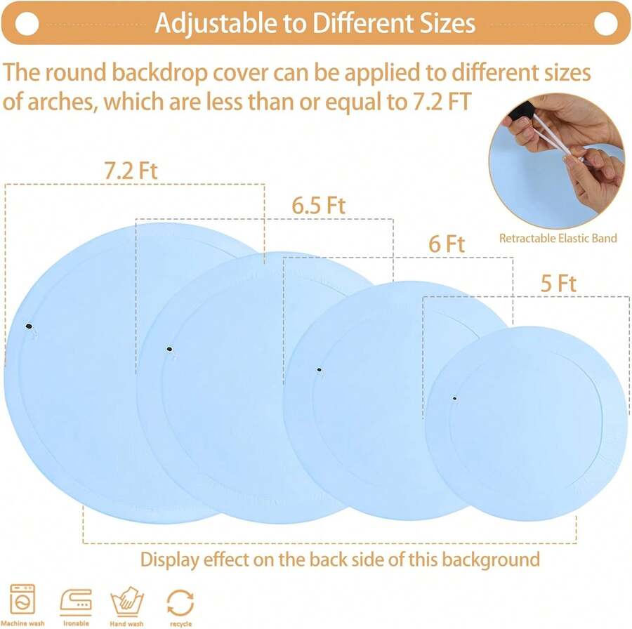 7.2 FT Baby Blue Round Backdrop Cover For 5 To 7.2ft Round Backdrop ...