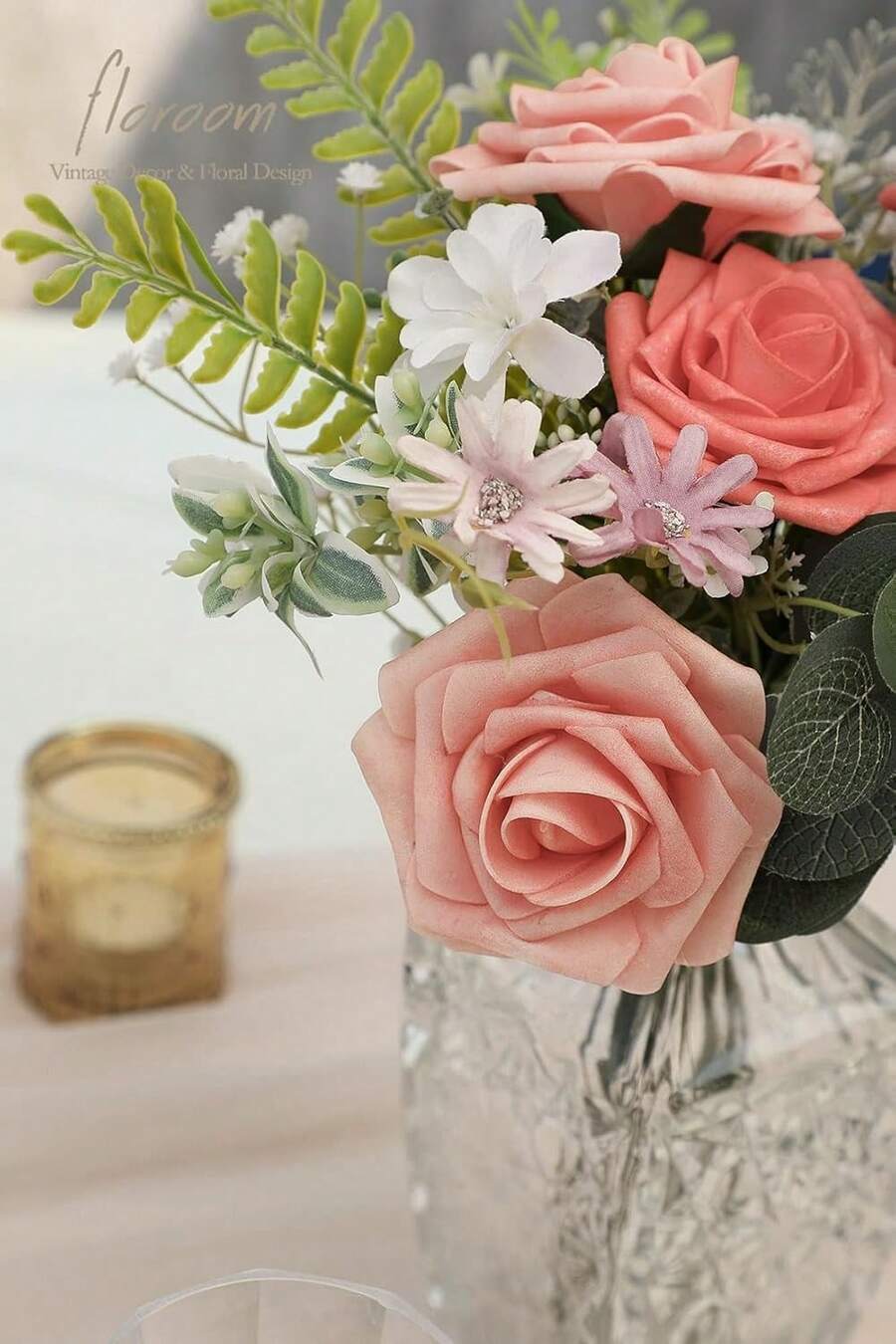 Artificial Flowers 25pcs Real Looking Coral Ombre Colors Foam Fake ...