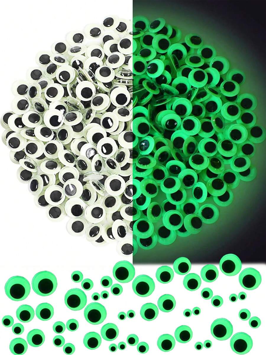 100pcs Googly Eyes Self Adhesive, Glow In The Dark Wiggle Googly Eyes ...