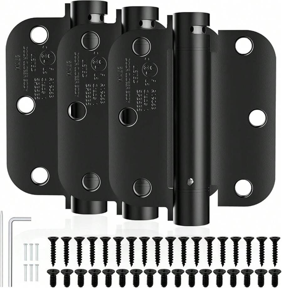 FUCHENGJS4 Inch Self Closing Door Hinges, 5/8 Radius Corners Spring ...