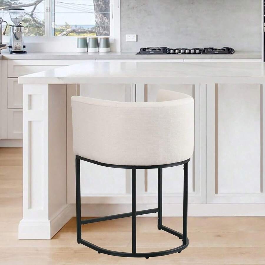 Modern Counter Height Linen Upholstered Bar Stool, 24"" Kitchen Counter ...