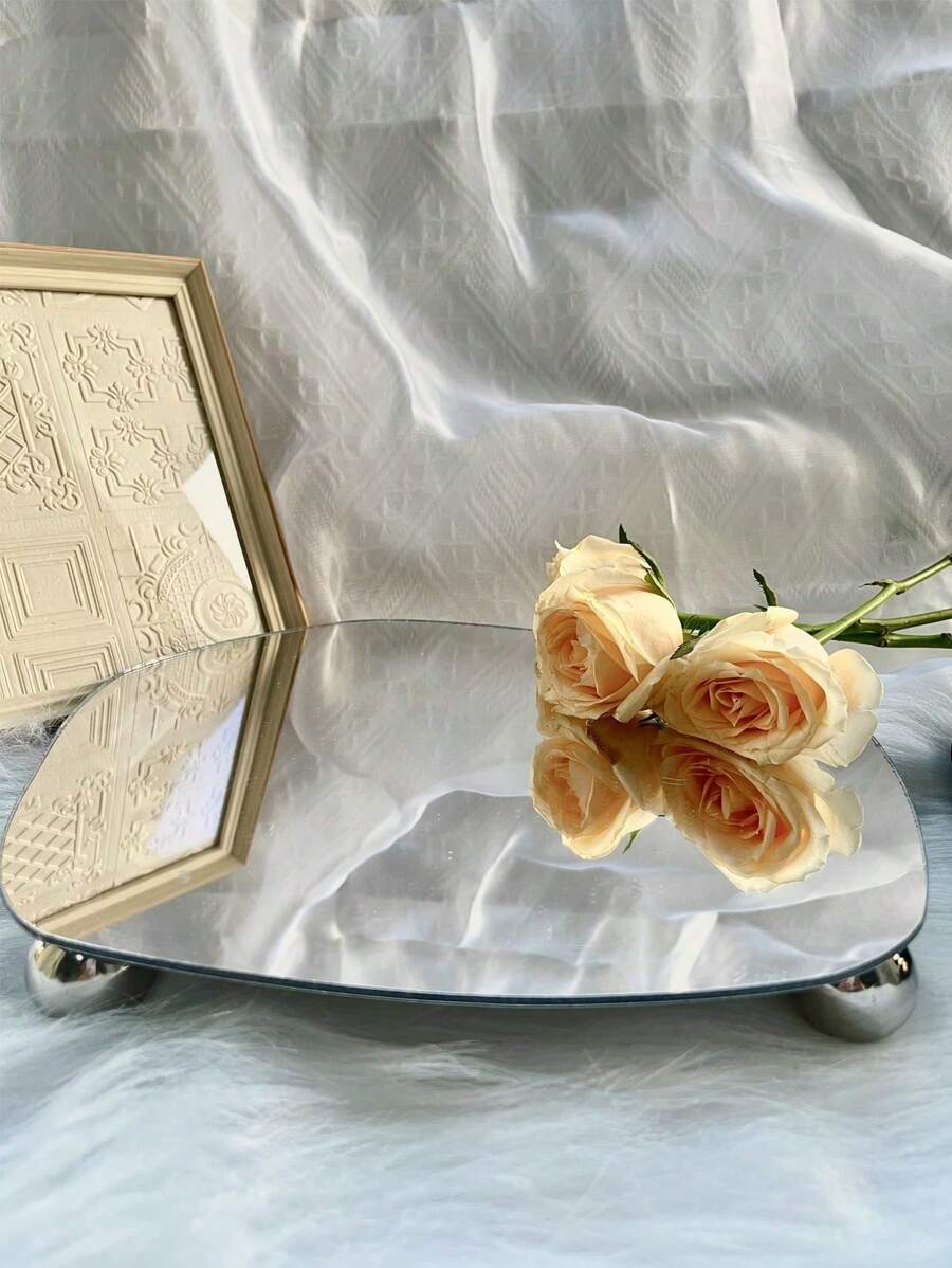 1pc Acrylic Tray, Black Mirror Reflection Asymmetrical Minimalist ...