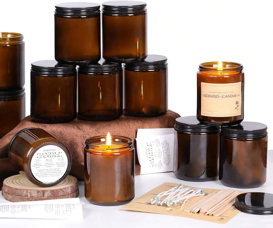 12 Set Empty Candle Jars For Making Candles, 8 OZ Candles Making Kits ...